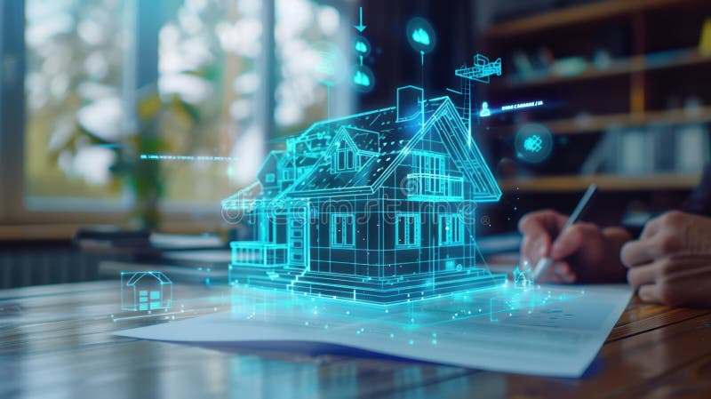 The Futuristic Holographic House.AI Generated Image Stock Image - Image ...