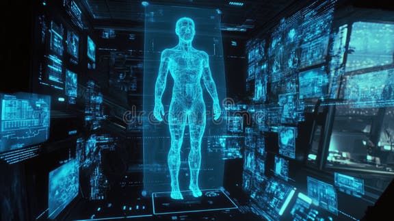 Futuristic Holographic Human Interface in High-tech Environment Stock Image - Image of immersive ...