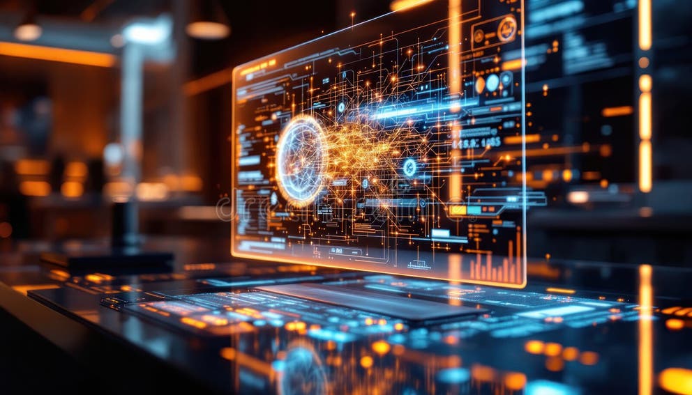 Futuristic Holographic Interface Displaying Advanced Data Analytics Stock Photo - Image of ...