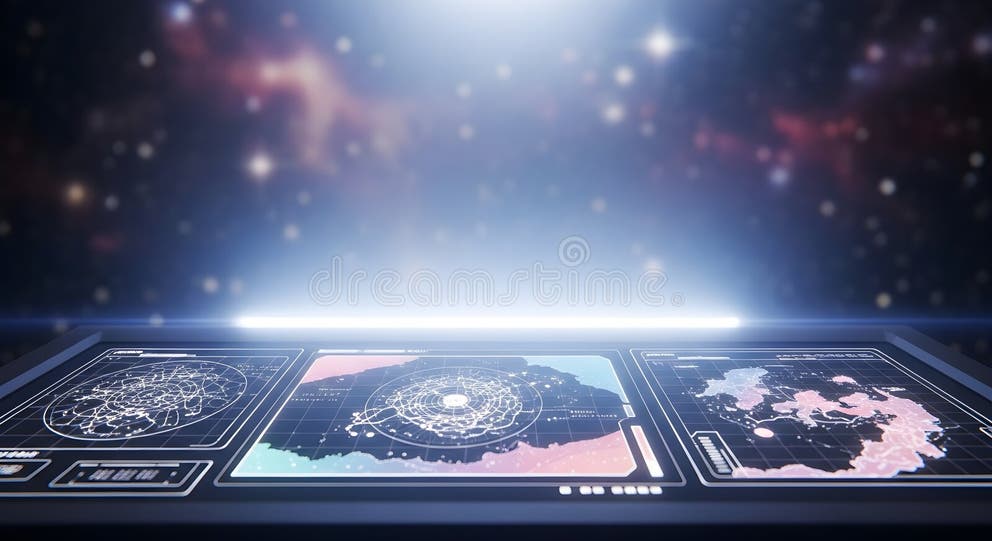 Futuristic Holographic Interface Displaying Celestial Maps and Star ...