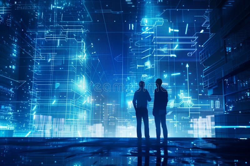 Futuristic Holographic Interface in Industry Engineering Technician ...