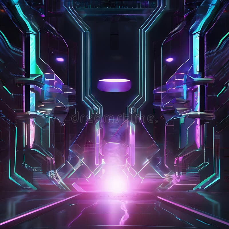 Futuristic Holographic Interface with Radiant Elements Stock Photo ...