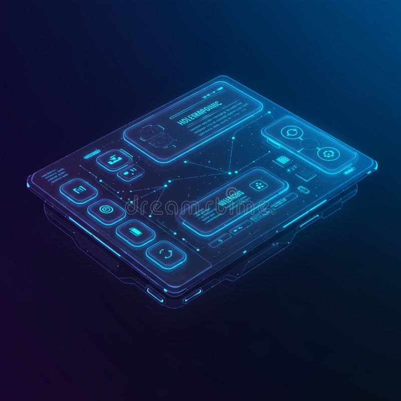 Futuristic Holographic Interface with a Transparent Rectangular Design ...