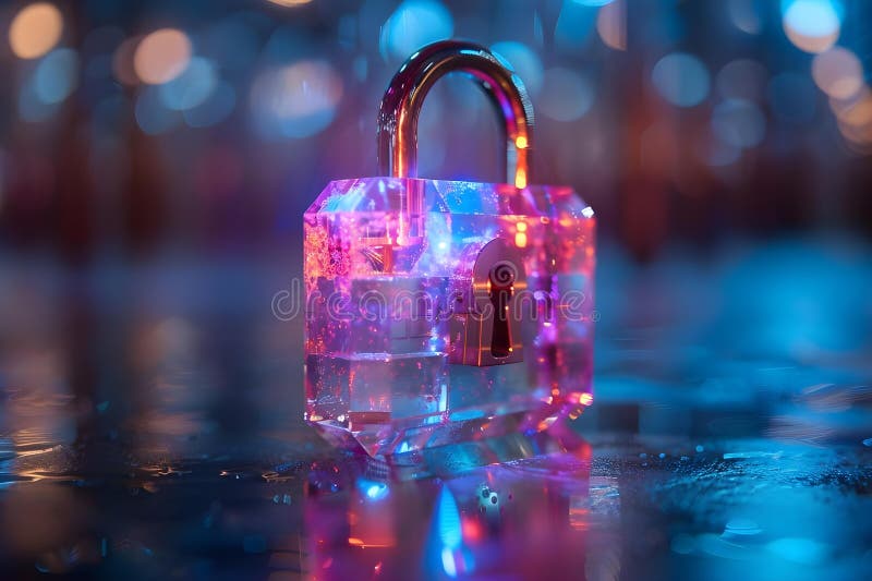 Futuristic Holographic Lock: Security Concept. Concept Futuristic ...