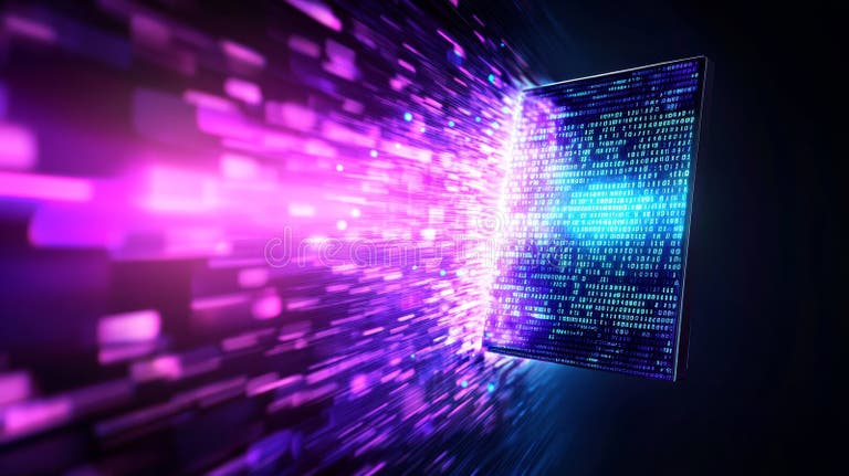 Futuristic Holographic Lock Streaming Binary Data Abstract Digital Security Concept Holographic ...