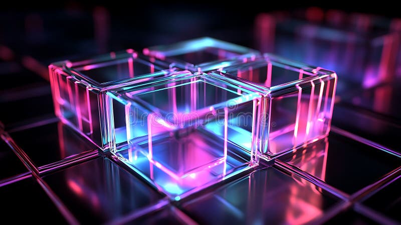 A Futuristic Holographic Logo with Glitch Effects and Angular Edges ...