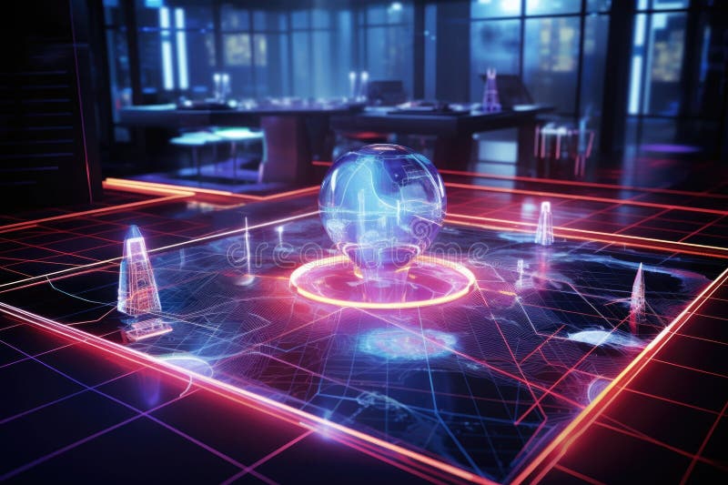Futuristic Holographic Mapping and Navigation System Stock Illustration ...