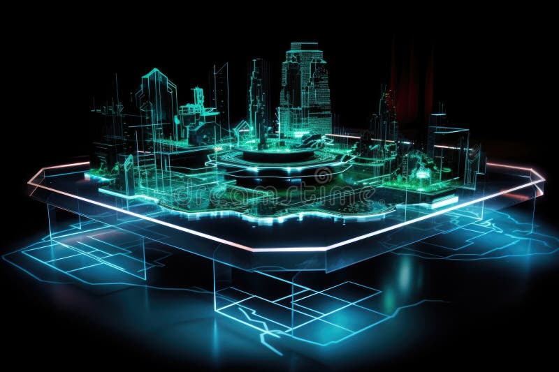 Futuristic Holographic Mapping and Navigation System Stock Illustration ...