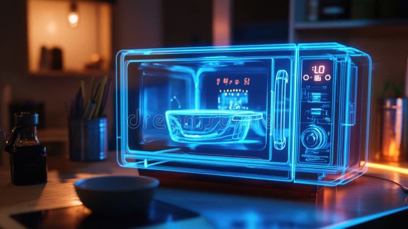 Futuristic Holographic Microwave Displaying Digital Technology in ...