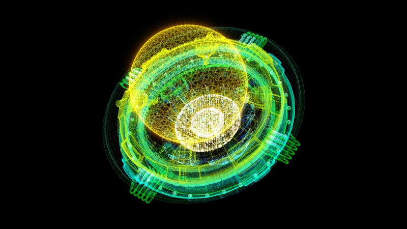 Futuristic Holographic Nuclear Fusion Particles Simulation Stock ...