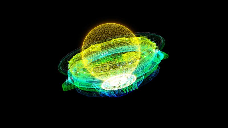 Futuristic Holographic Nuclear Fusion Particles Simulation Stock ...