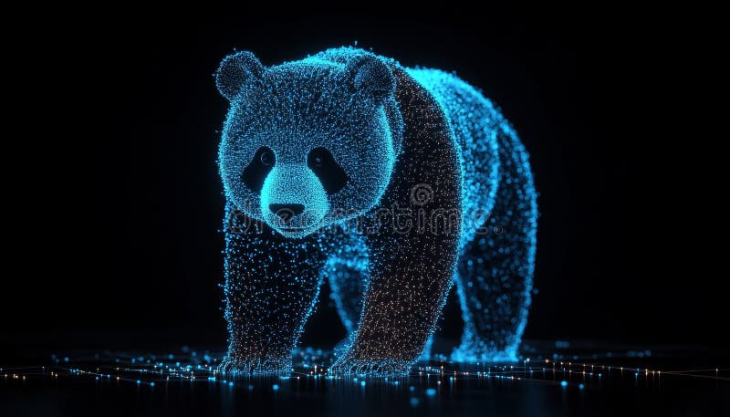 Futuristic Holographic Panda in Digital Space, Representing Modern ...