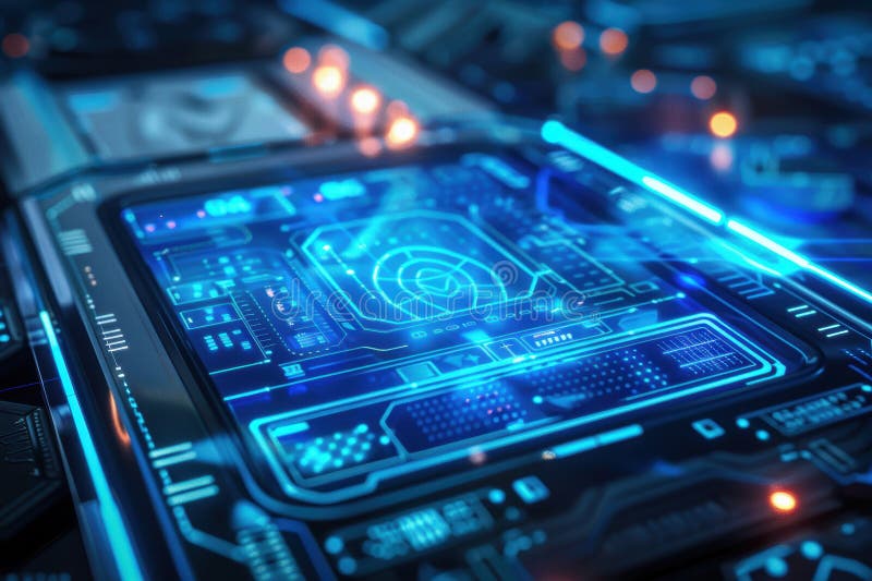 Futuristic Holographic Payment Terminal with Biometric Authentication ...