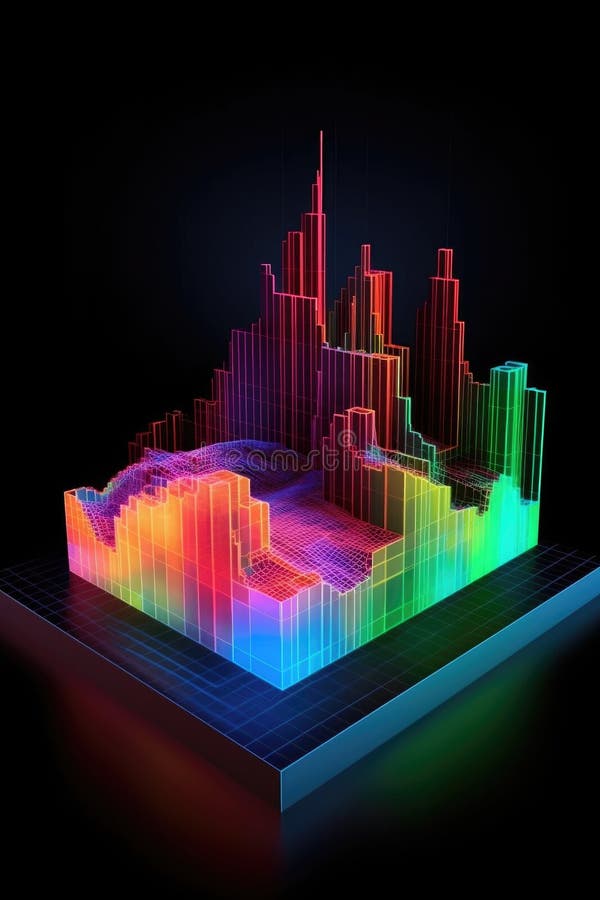 Futuristic Holographic Projection of a 3d Data Chart Stock Illustration ...