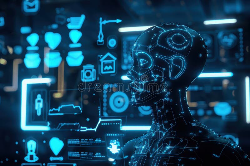 Futuristic Holographic Quiz Interface with 3D Avatar and Sci-Fi ...