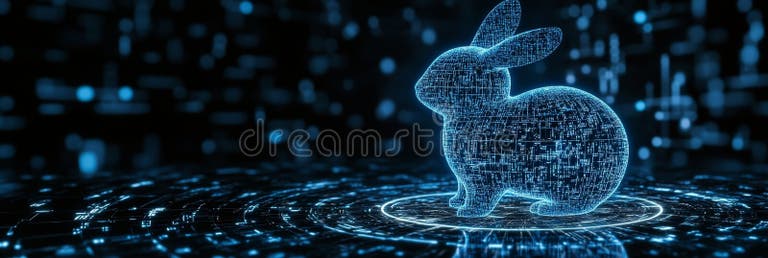 Futuristic Holographic Rabbit a Glowing Digital Bunny Composed of ...