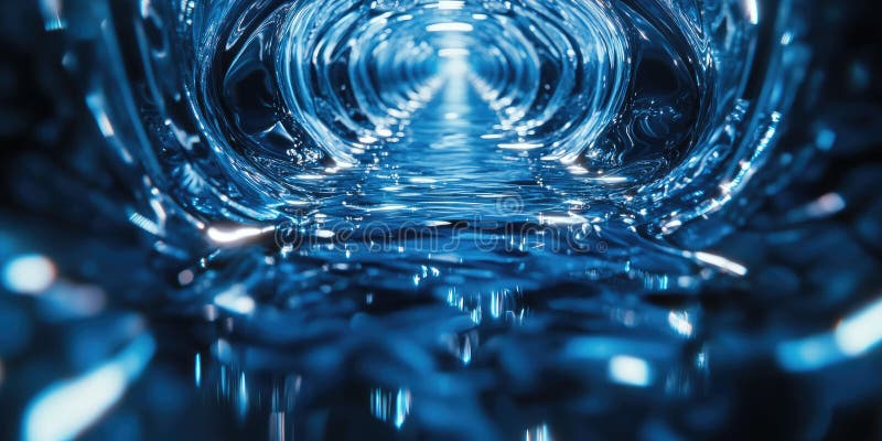 Futuristic Holographic Reflections in Deep Blue, Neon Glow, Digital ...