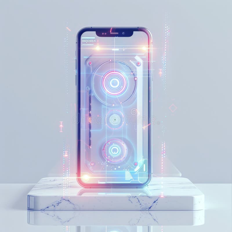 Futuristic Holographic Smartphone with Neon Lights and Digital Display ...