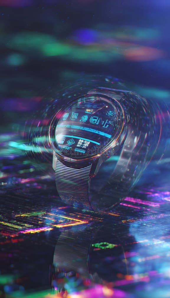 Futuristic Holographic Smartwatch Display Stock Illustration ...