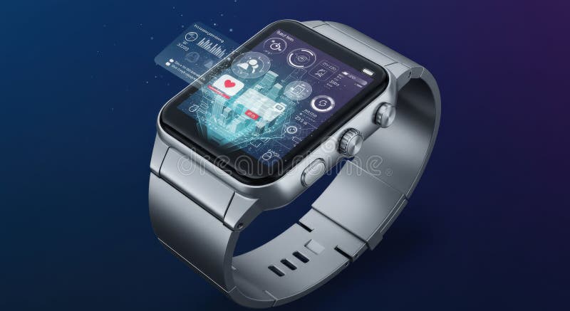 Futuristic Holographic Smartwatch Stock Illustration - Illustration of ...