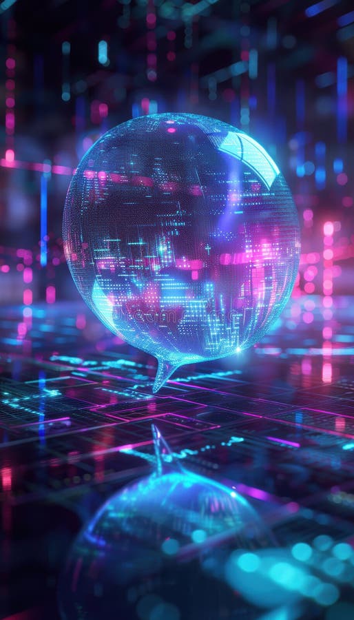 Futuristic Holographic Speech Bubble in Digital Grid Environment for ...