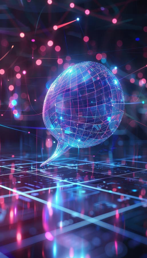 Futuristic Holographic Speech Bubble in Digital Grid Environment for ...