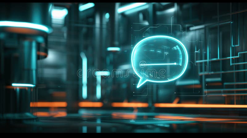 Futuristic Holographic Speech Bubble in High-Tech Environment for ...