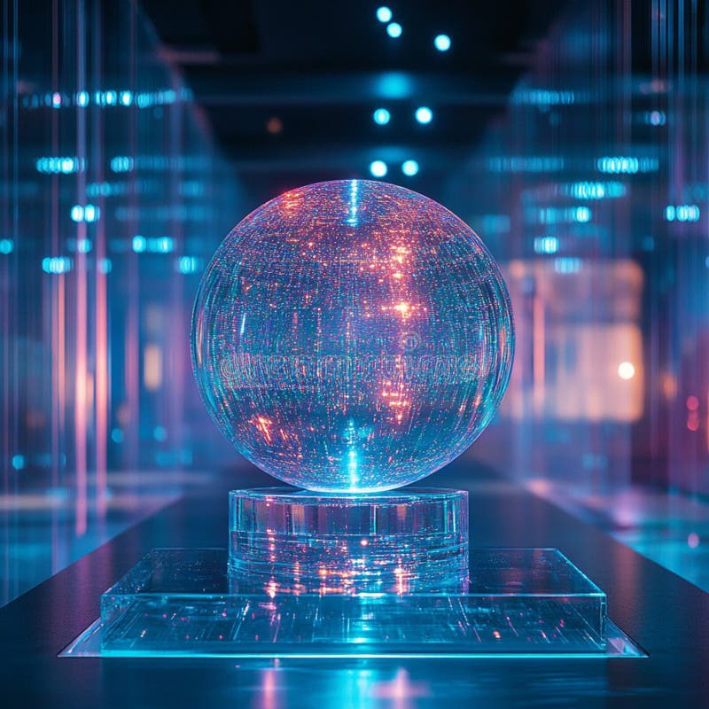 Futuristic Holographic Sphere with Glowing Particles and Light Effects ...