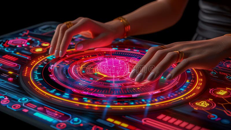 Futuristic Holographic Touchscreen Interface Stock Illustration ...