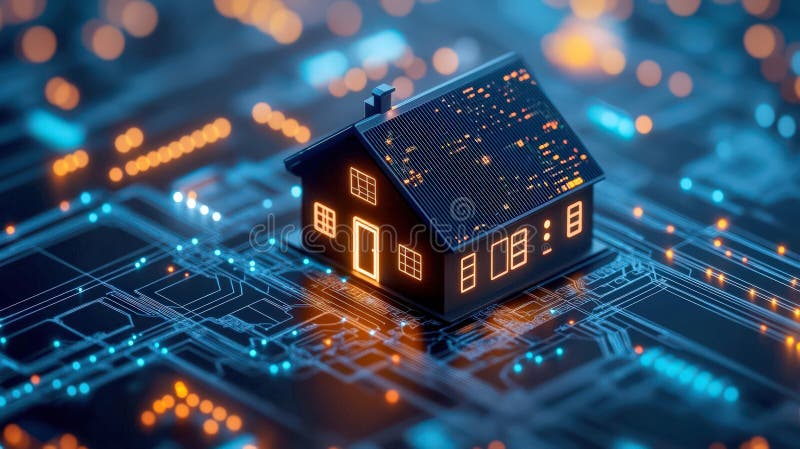 Futuristic Home with Digital Connectivity and Circuit Patterns ...