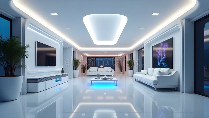 A Futuristic Home Interior with AI-powered Gadgets and Smart Devices ...