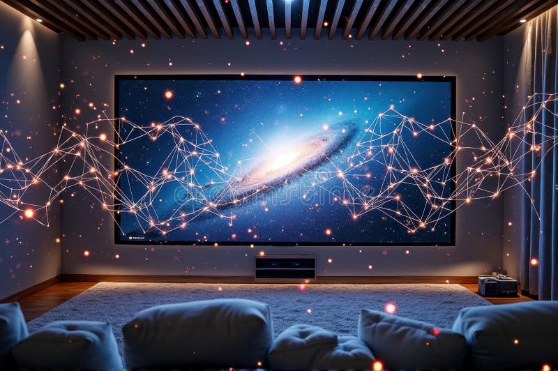 Futuristic Home Theater with Galaxy Projection and Abstract Light ...