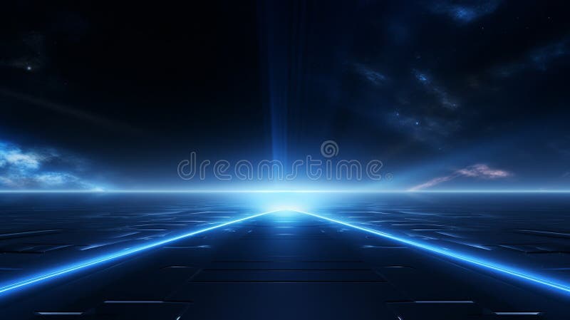 Futuristic Horizon Background with Blue Light. Genarative AI Stock ...