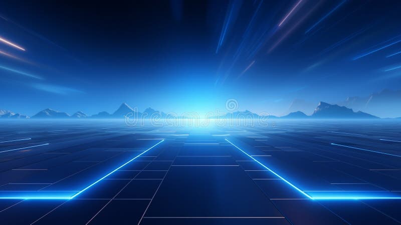 Futuristic Horizon Background with Blue Light. Genarative AI Stock ...