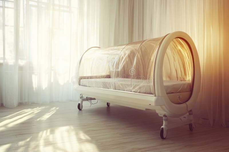 Futuristic Hospital Bed in Sunlit Room with Advanced Isolation Design ...