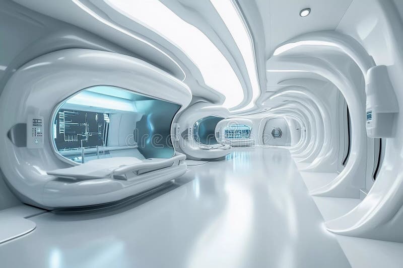 Futuristic Hospital Interior with Advanced Technology and Sterile ...
