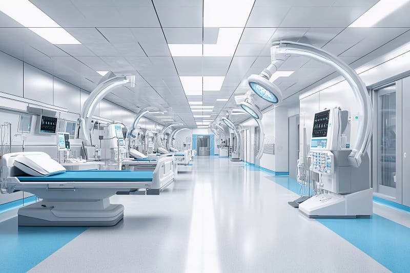 Futuristic Hospital Interior with Advanced Technology and Sterile ...