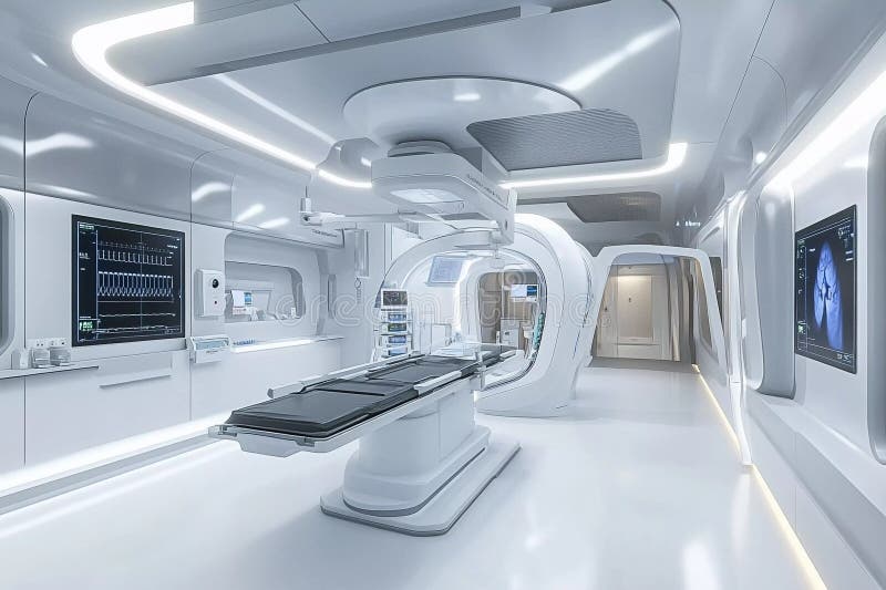 Futuristic Hospital Interior with Advanced Technology and Sterile ...