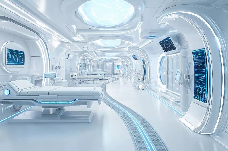 Futuristic Hospital Interior with Advanced Technology and Sterile ...