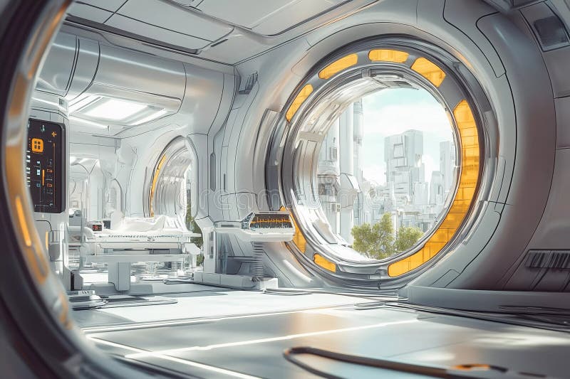 Futuristic Hospital Interior with Advanced Technology and Sterile ...