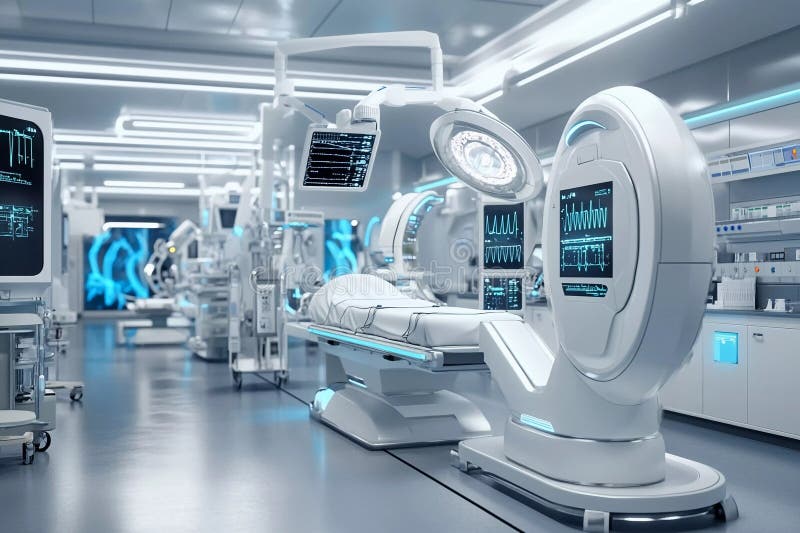 Futuristic Hospital Interior with Advanced Technology and Sterile ...