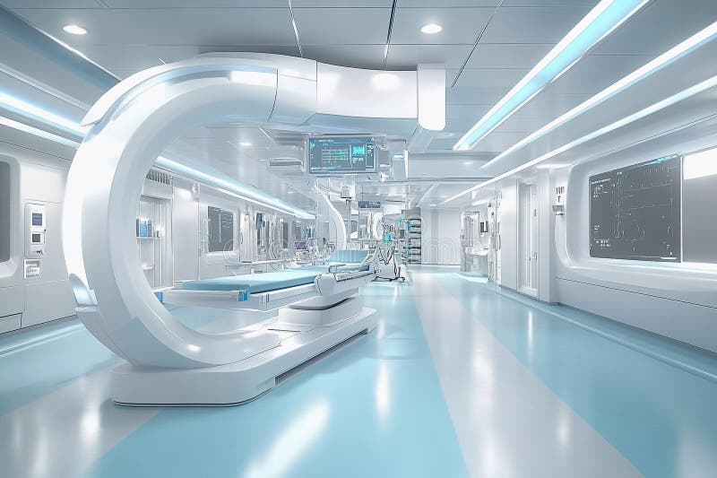 Futuristic Hospital Interior with Advanced Technology and Sterile ...