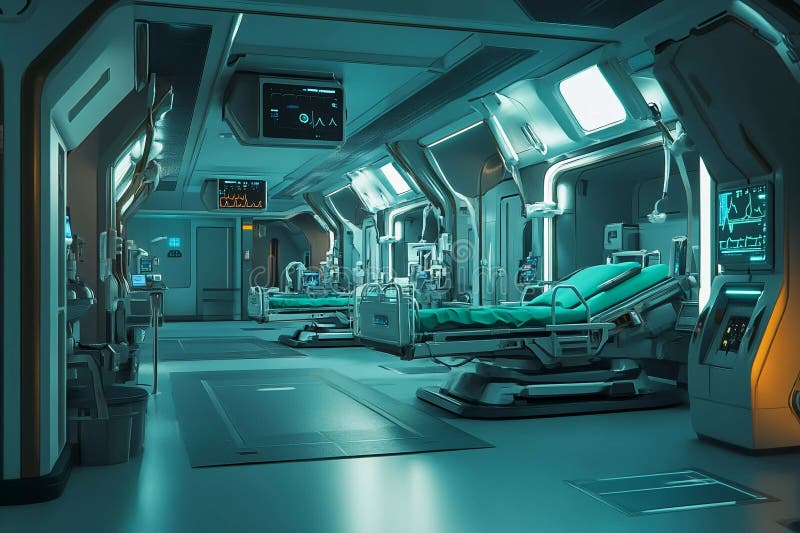 Futuristic Hospital Interior with Advanced Technology and Sterile ...