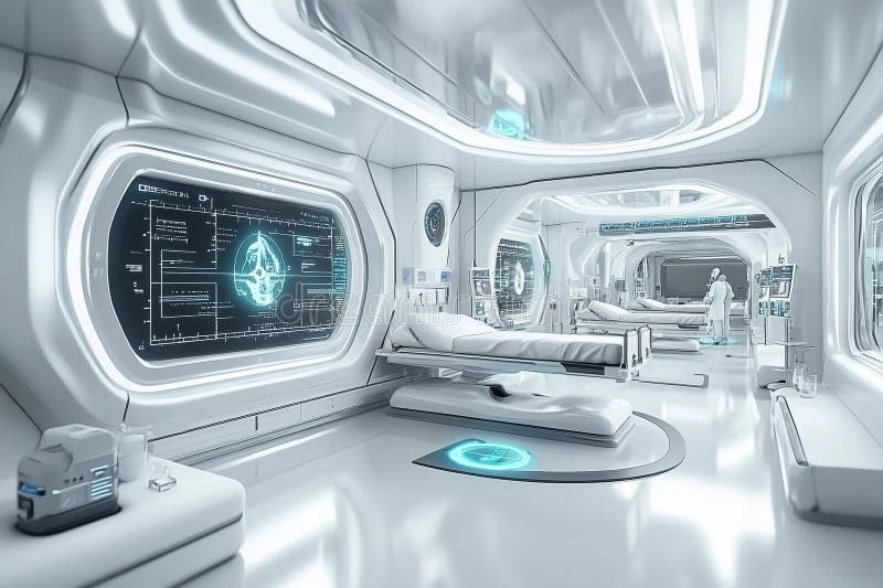 Futuristic Hospital Interior with Advanced Technology and Sterile ...