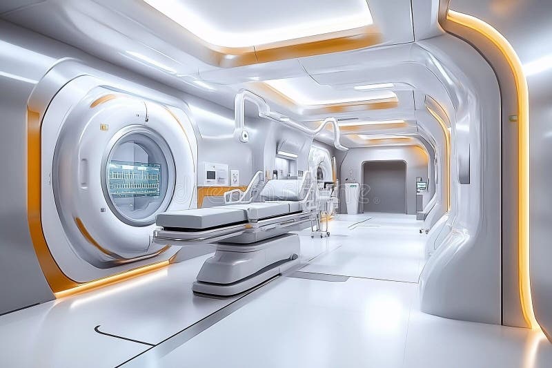 Futuristic Hospital Interior with Advanced Technology and Sterile ...