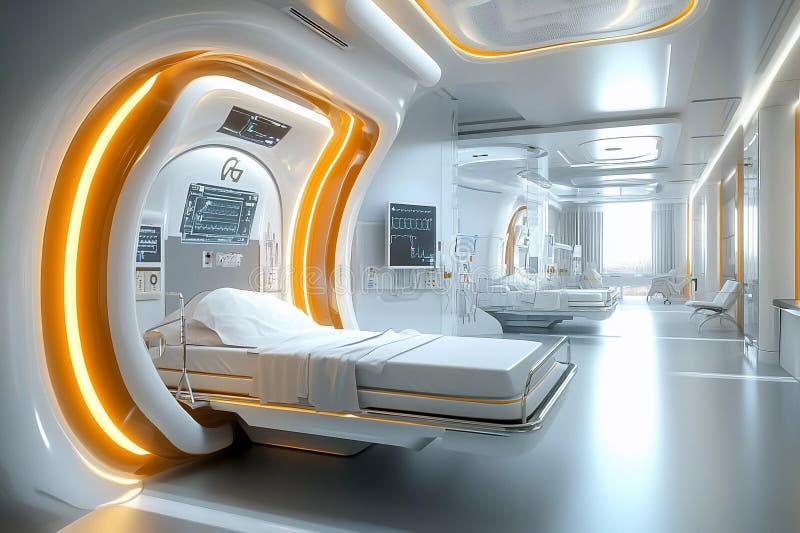 Futuristic Hospital Interior with Advanced Technology and Sterile ...
