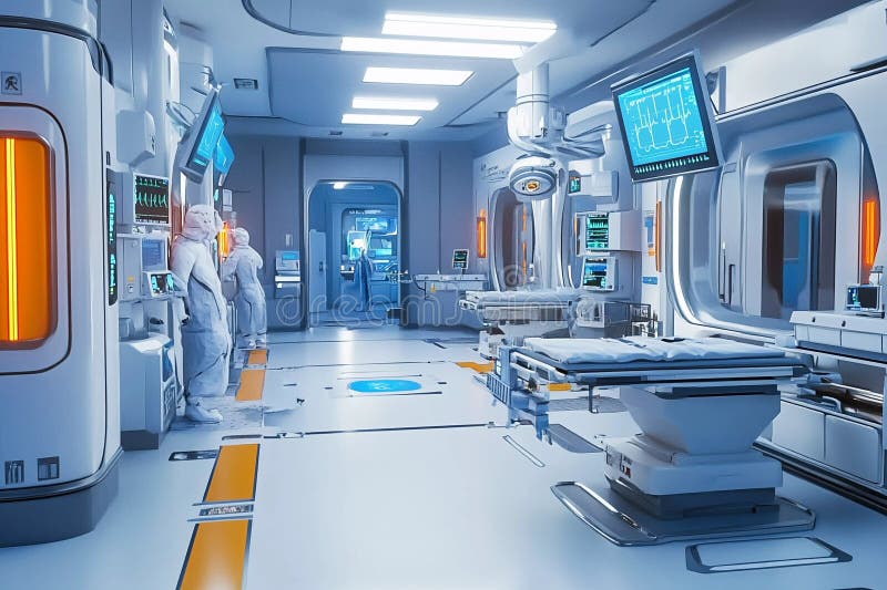 Futuristic Hospital Interior with Advanced Technology and Sterile ...