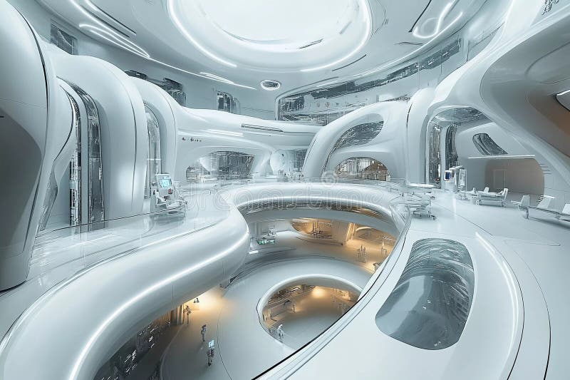 Futuristic Hospital Interior with Advanced Technology and Sterile ...