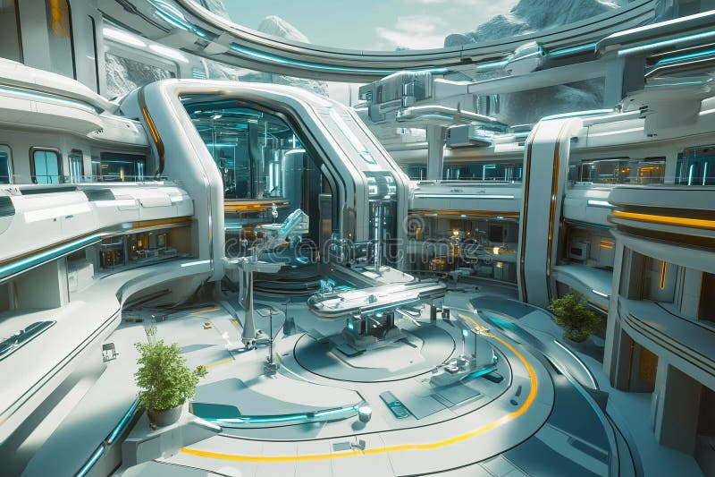 Futuristic Hospital Interior with Advanced Technology and Sterile ...