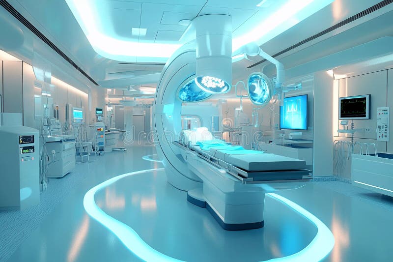 Futuristic Hospital Interior with Advanced Technology and Sterile ...